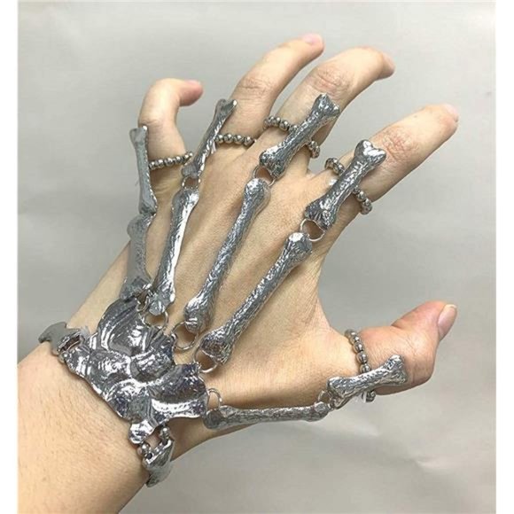 Other | Cathercing Halloween Wristband Skull Fingers Metal Skeleton ...